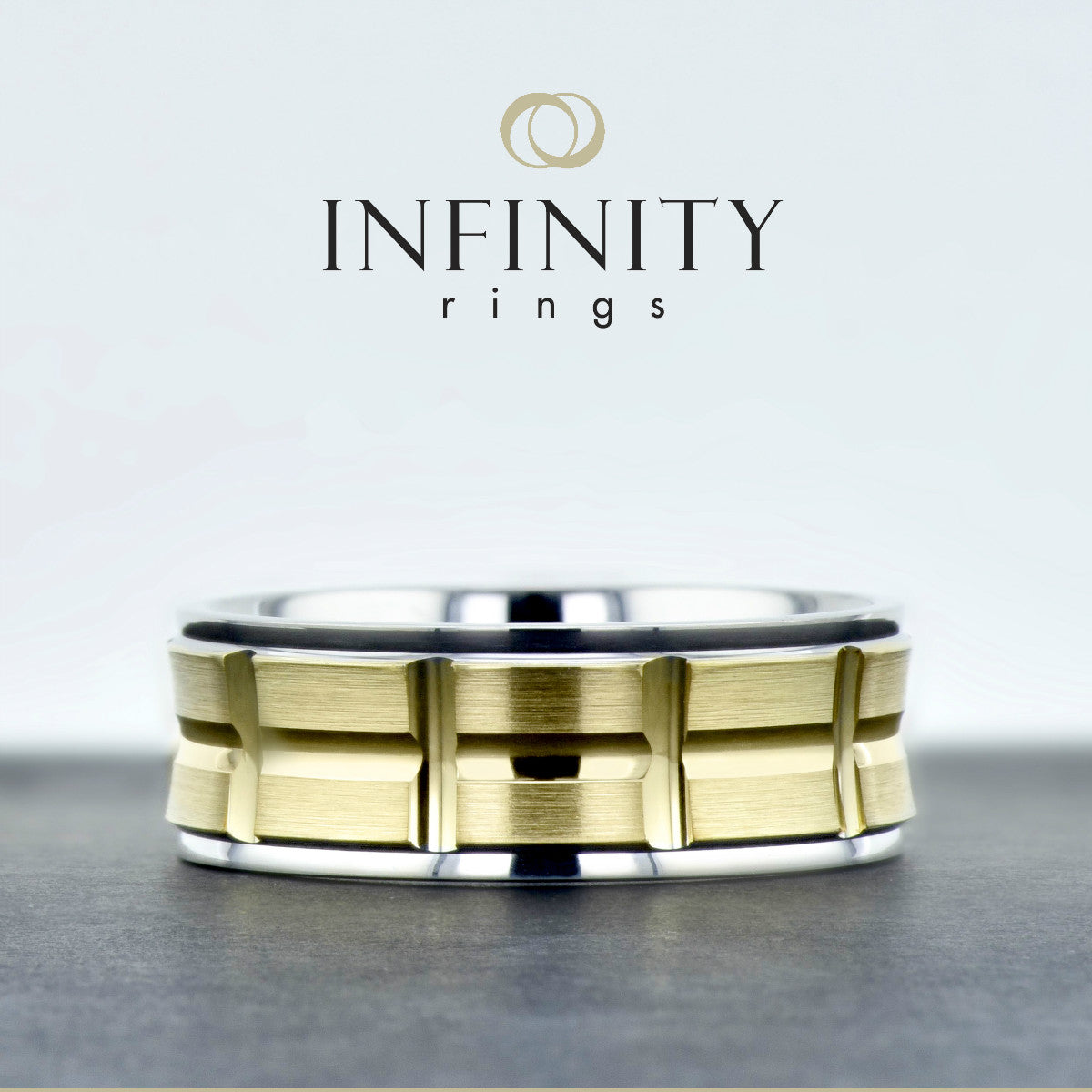 Two Tone Mens Wedding Band - INFINITY 12 Melbourne – The Diamond Guys